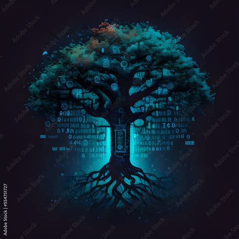 A Digital Tree Logo With Matrix Style Symbols And Digits Depicting Data Science Big Data Tech