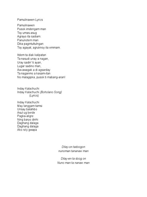 Pamulinawen Lyrics And Meaning Pdf Art Poetry
