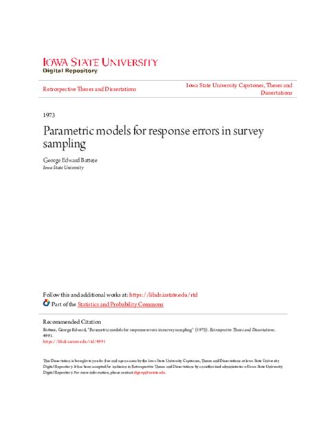 Pdf Parametric Models For Response Errors In Survey Sampling