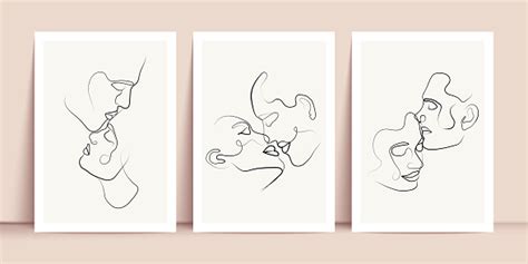 한 줄 드로잉 디자인을 결합합니다 벡터 절연 커버 포스터 디자인 러브 프린트 커플 키스 라인 그리기 스톡 벡터 Eps 10 스케치에 대한 스톡 벡터 아트 및 기타 이미지