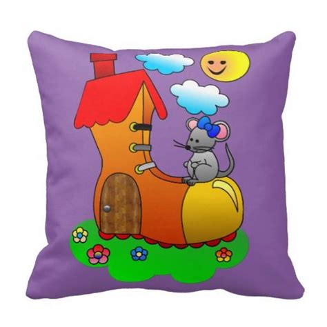Mouse Living In A Shoe Boot Throw Pillows