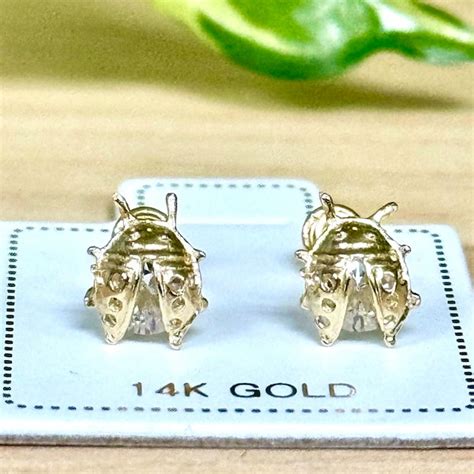 14k Ladybug Screw Back Earring Etsy