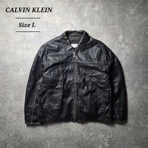 Calvinkleinカルバンクラインレザージャケットドリズラー短丈ブラック黒l メルカリ