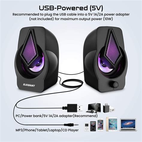 Njsj Computer Speakers Pc Speakers 2 0 Usb Powered Grandado