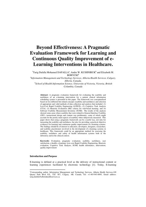 Pdf Beyond Effectiveness A Pragmatic Evaluation Framework For