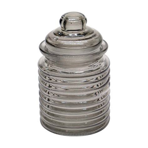Ribbed Glass Jar With Lid Black