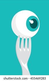 Cartoon Illustration Fork Stabbing Naked Eye เวกเตอรสตอก ปลอดคาลขสทธ