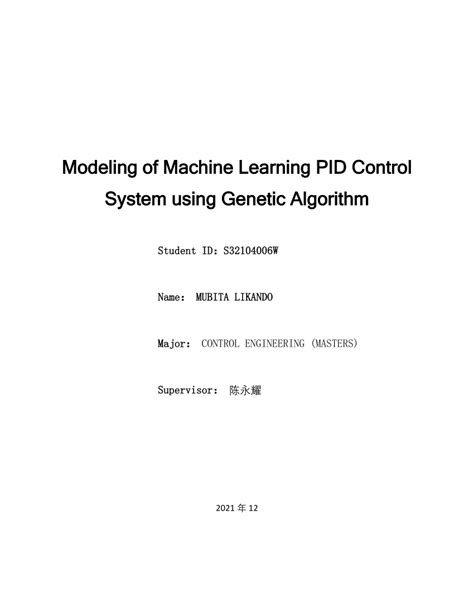 Pdf Modeling Of Machine Learning Pid Control System Using Genetic Algorithm