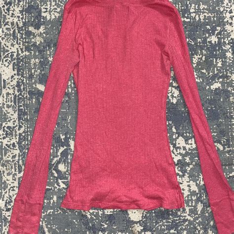 Vintage Pinkred Hollister Long Sleeve Henley So Depop