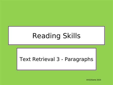 Reading Skills Text Retrieval Paragraphs Teaching Resources
