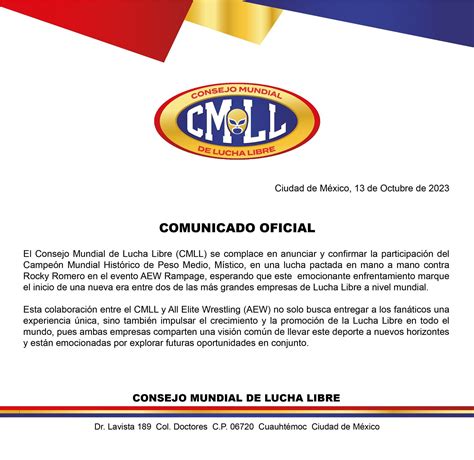 Cmll Seemingly Annocunes A Partnership With Aew R Aewofficial