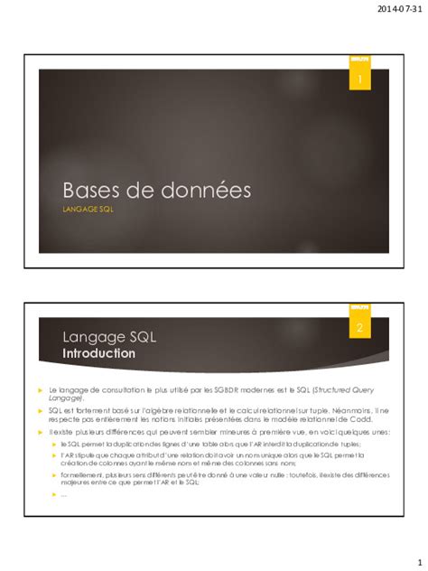 Cours Bases De Données Et Sql Coursinfopdfcom