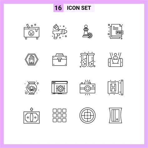 Set Of 16 Vector Outlines On Grid For File Type Document Arts Design Success Editable Vector
