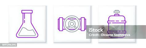 라인 프로판 가스 탱크 시험관 및 플라스크 및 산업 금속 파이프 밸브 아이콘을 설정합니다 벡터 0명에 대한 스톡 벡터 아트 및 기타 이미지 Istock