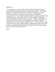 CYB 220 Module 6 Discussion Post 8 Docx Hello All I Considered The Small Office Home Office