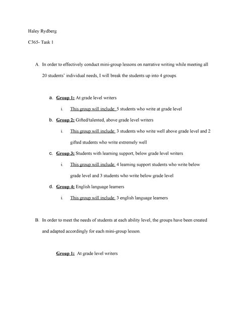 C365 Task 1 Task 1 Haley Rydberg C365 Task 1 A In Order To