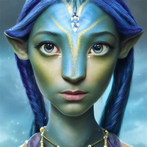 A Blue Skinned Young Female Navi From Avatar With White Hair A