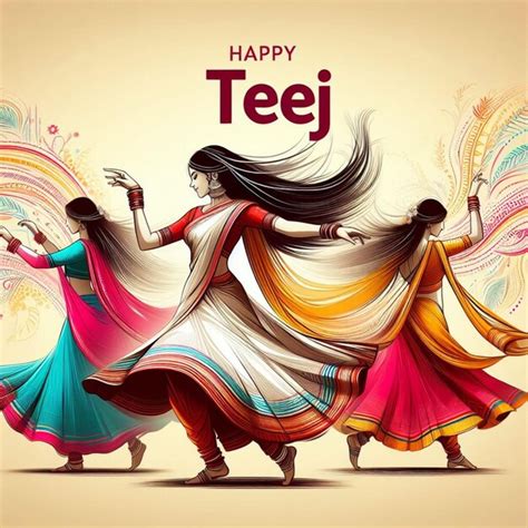 Teej Day Illustration Template With Swing In Indian Traditional Post Premium Ai Generated Image