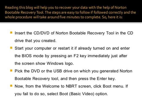 How To Recover Data Using Norton Bootable Recovery Tool