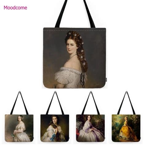 로얄 코트 여왕 공주 공작 부인 초상화 유화 빅토리아 시대 프랑스 로코코 스타일 구매자 가방 토트 백 숄더 백 Aliexpress