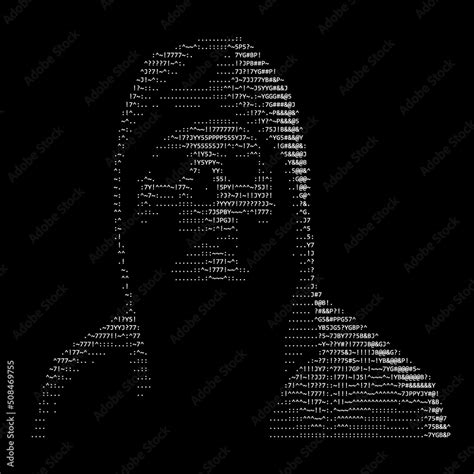 Man In Hoodie With Skull Face On Black Background Ascii Art Design