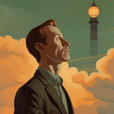Premium Ai Image Adventure Pulp Man Looking Up In Lighthouse
