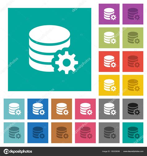 database configuration square flat multi colored icons stock vector by