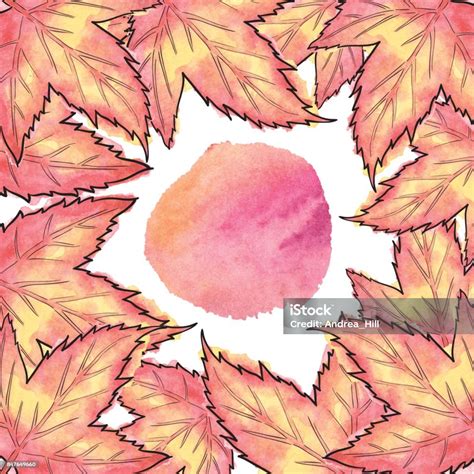 메이플 리프 벡터 수채화 프레임 복사 공간 수채화 레이블 10월에 대한 스톡 벡터 아트 및 기타 이미지 10월 11월 9
