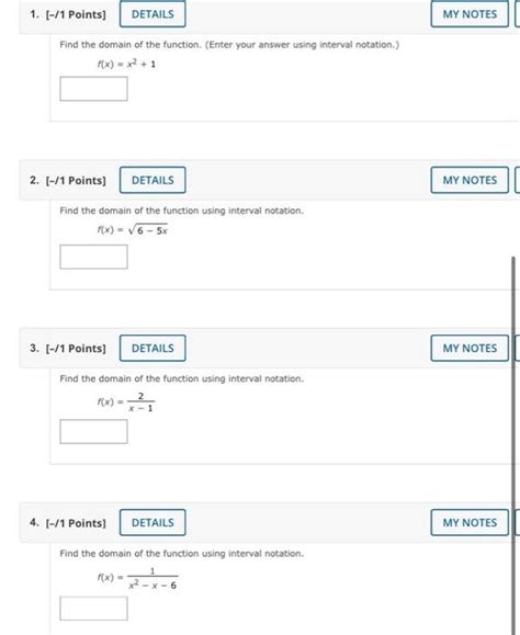 Solved Find The Domain Of The Function Enter Your Answer