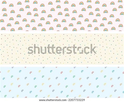 Set Three Cute Rainbow Patterns Lgbt Stock Vector Royalty Free