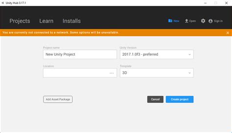 bug can t create new project from hub unity engine unity discussions