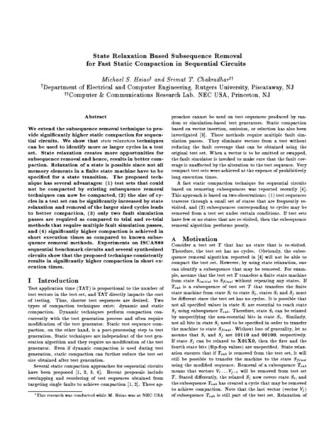Pdf State Relaxation Based Subsequence Removal For Fast Static