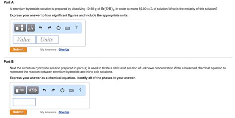 Solved A Strontium Hydroxide Solution Is Prepared By