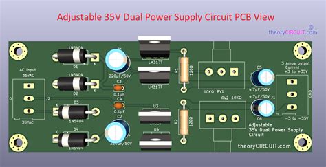 Adjustable 35V Dual Power Supply Circuit