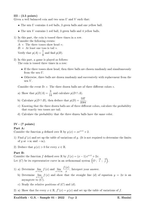 SOLUTION Math Gs Sample Exercises With Solution Ln Exponential Complex Probability