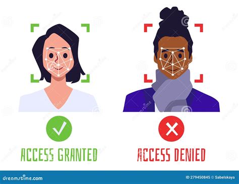 Biometric Access Face Scanning Technology Flat Vector Illustration Isolated Stock Vector