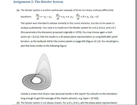 Assignment 2 The Rössler System A The Rössler