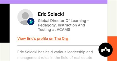 Eric Solecki Global Director Of Learning Pedagogy Instruction And Testing At Acams The Org