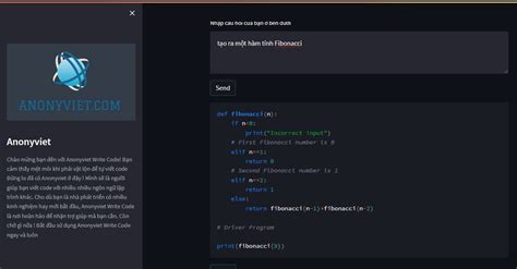 Cách Tạo Web App Chatbot Viết Code Tự động Bằng Python Anonyviet