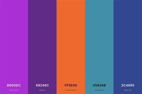 24 Blue Orange And Purple Color Palette Color Palette With Electric Purple Hex B90ddc