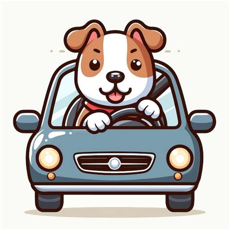 Vectores E Ilustraciones De Dibujo Perro Conduciendo Coche Para