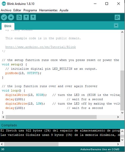 Primer Programa Arduino Blink