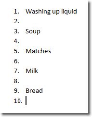 Numbered List With Only Odd Numbers
