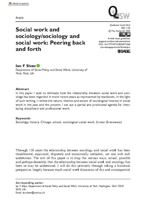 Social Work And Sociologysociology And Social Work Article Social Work And Sociology Sociology