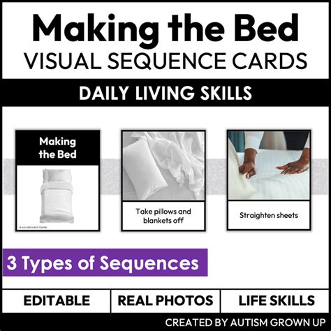 Making The Bed Visual Sequence Cards Life Skills Editable — Autism