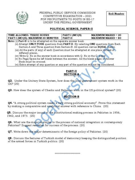 Css Political Science Paper Ii 2021 Pdf