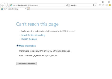 C Cant Reach This Page Vs 2015 Stack Overflow