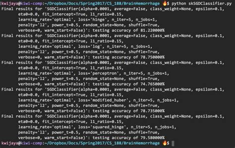 Linear Classifiers With Sgd Predicting Brain Hemorrhages