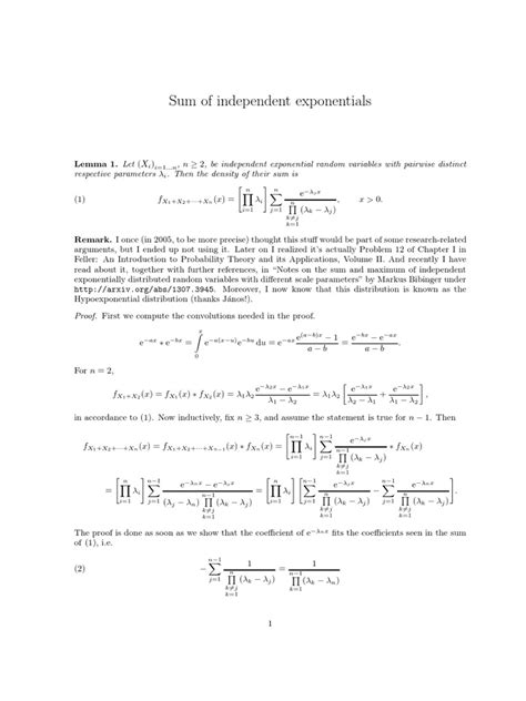 Sum Of Independent Exponentials Pdf Analysis Probability Theory Sum Of Independent Exponentials Pdf Analysis Probability Theory