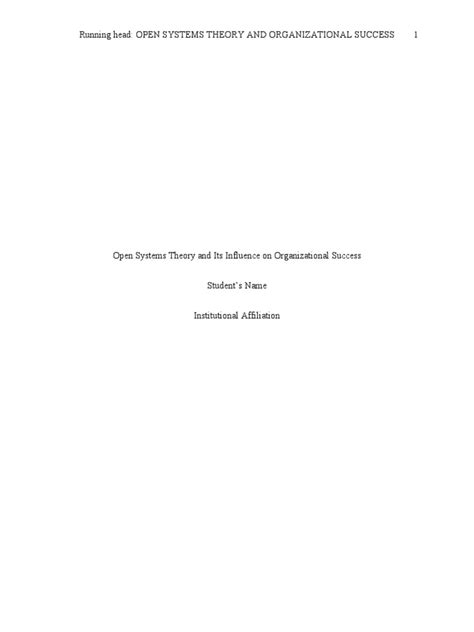 Open Systems Theory And Organizational Success Pdf System Systems Theory